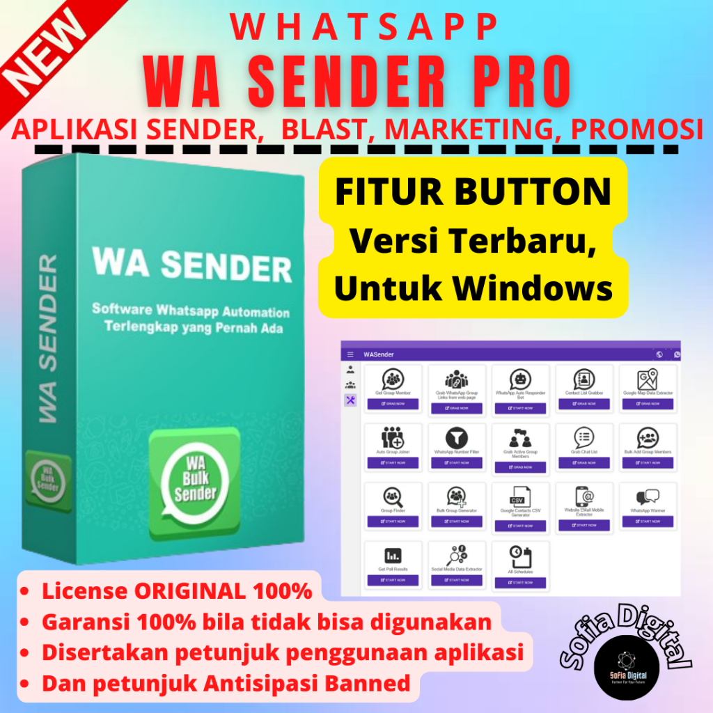 Jual WA SENDER v3.5 LIFETIME (FITUR BUTTON, WARMER) HAMMER WASENDER MASSAL BULK BLASTER ...