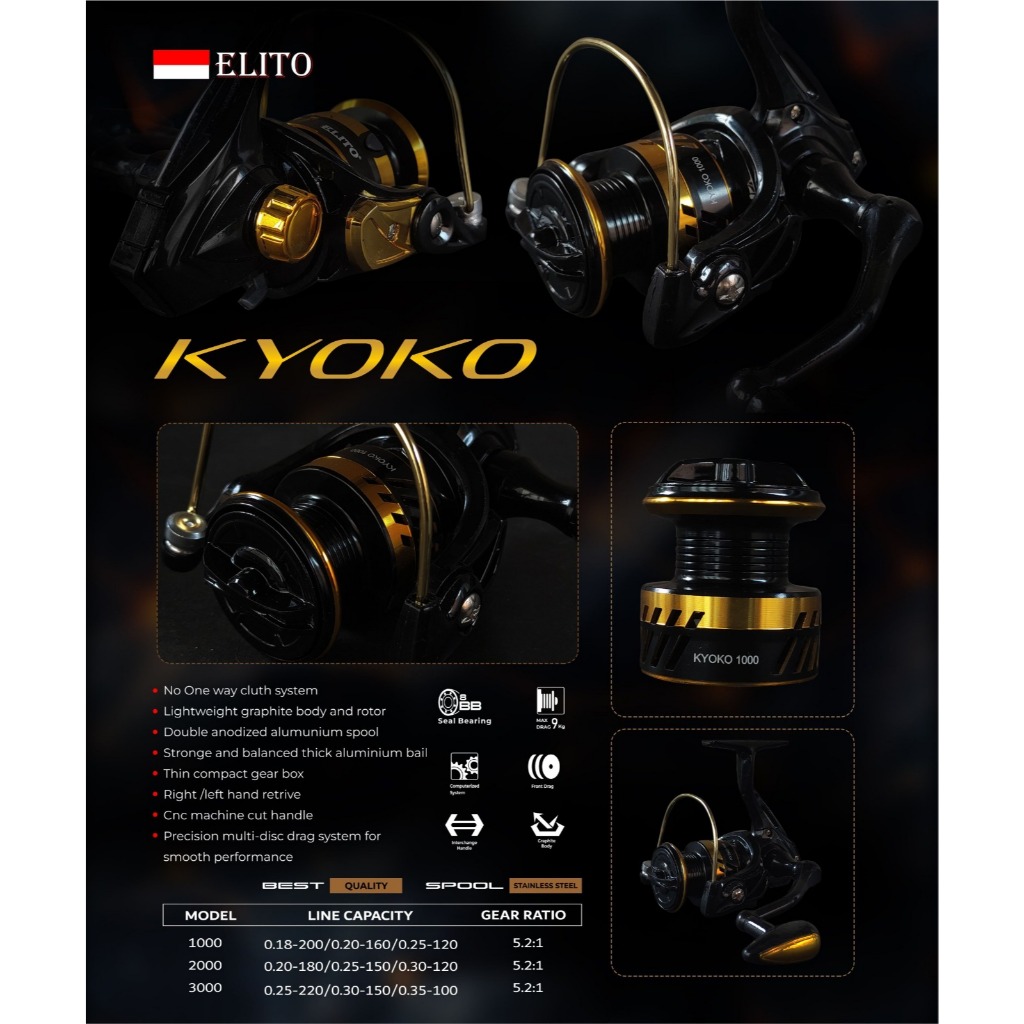 Jual Reel Spinning Elito Kyoko 1000 | 2000 | 3000 | Shopee Indonesia
