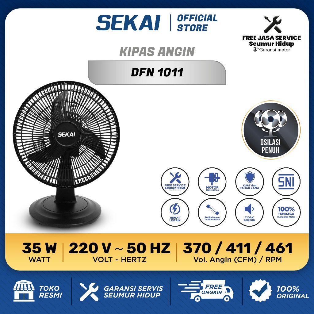 Jual SEKAI Kipas Angin Duduk / Kipas Angin Meja 10 Inch - DFN 1011 | Shopee Indonesia
