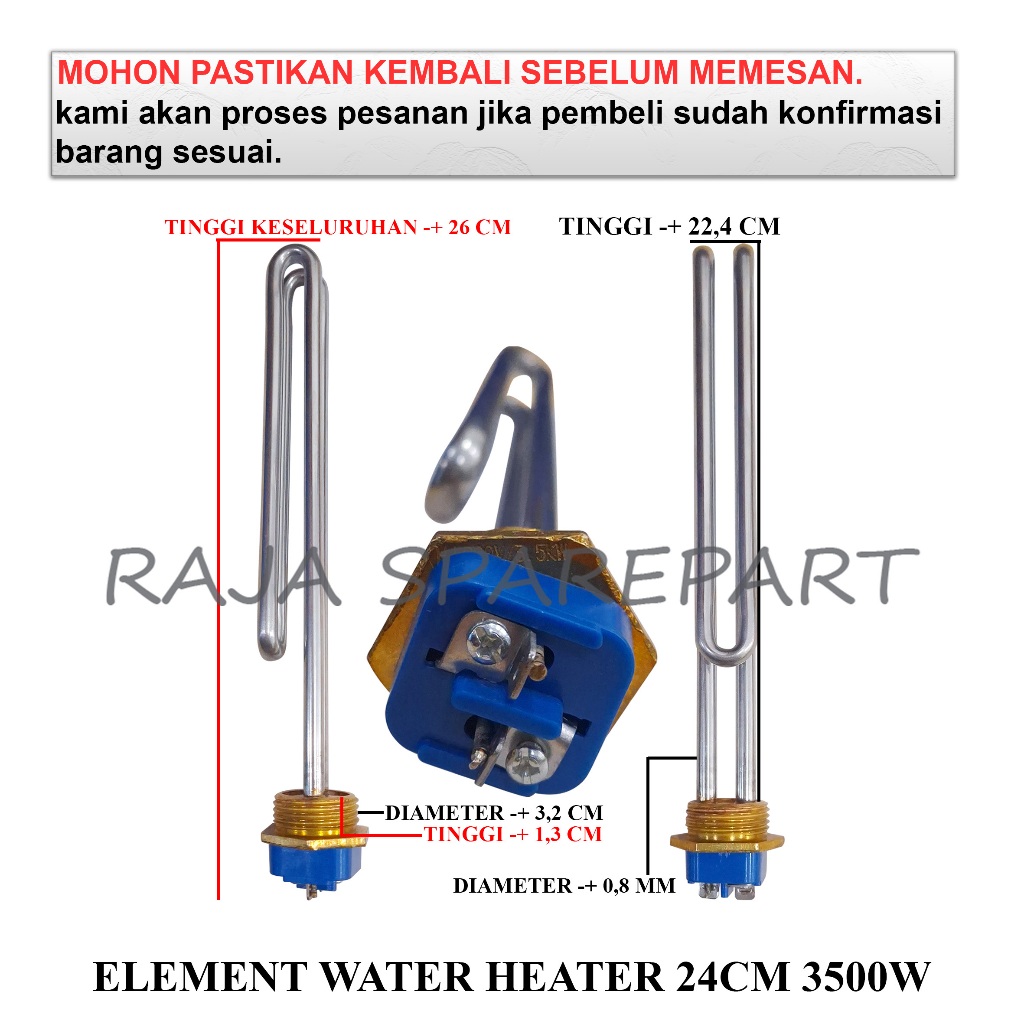 Jual EW2435 ELEMENT PEMANAS AIR / ELEMEN / ELEMENT WATER HEATER 24CM ...