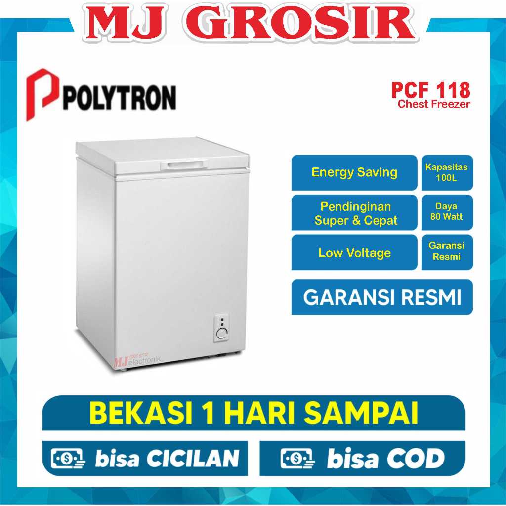 Jual POLYTRON PCF 118 CHEST FREEZER BOX 100 L LEMARI PEMBEKU 100 LITER ...