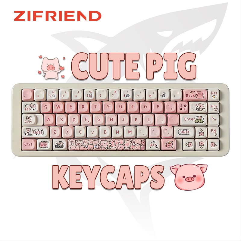 Jual ZIFRIEND Cute Pig Keycaps PBT Dye-sublimated 131 Keys | Shopee ...