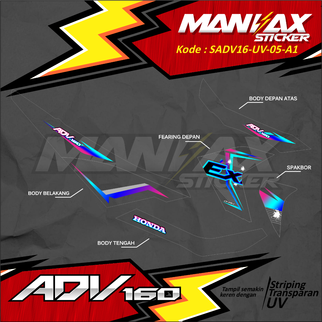 Jual Stiker Striping Honda ADV 160 Motif RacingTransparan - List ...