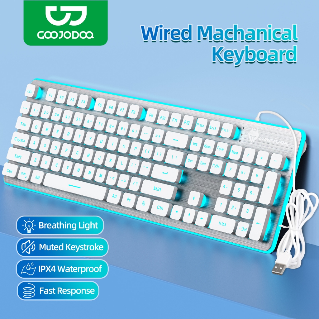 Jual Goojodoq Wired Keyboard Blue RGB Light/keyboard mechanical ...