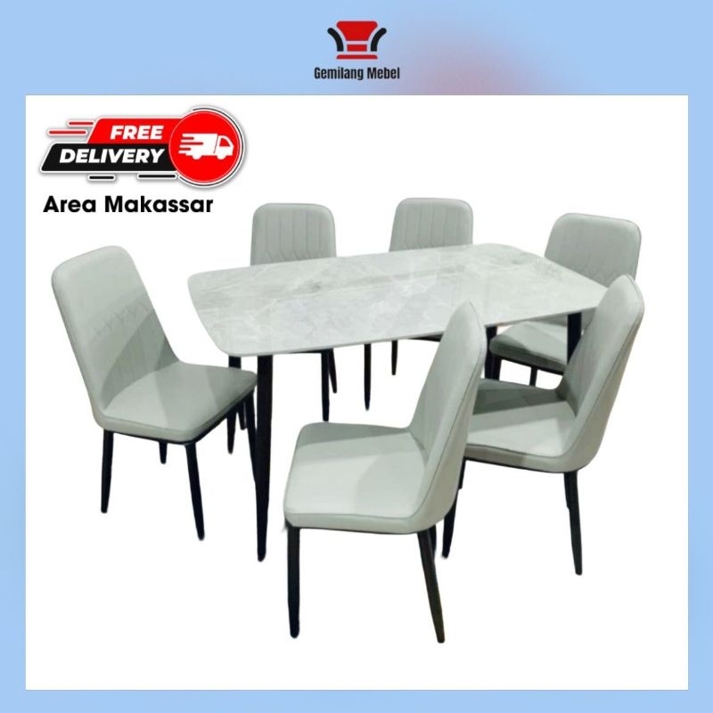 Jual Meja Makan Marmer 6 kursi l meja makan minimalis l meja makan ...