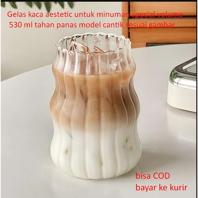 Jual Gelas kaca aestetic untuk minuman special volume 530 ml tahan ...