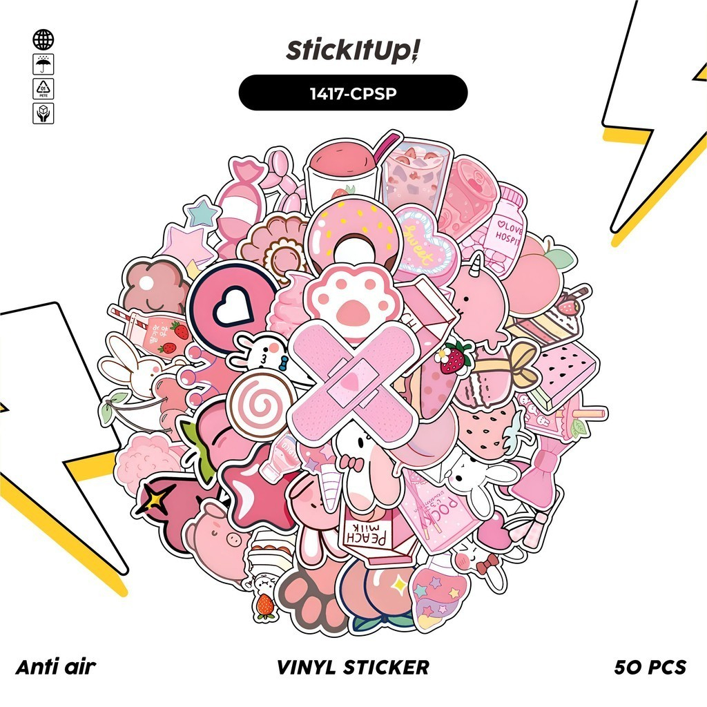 Jual COD 100 Pcs Stiker Pack Cute Pink Pack Lucu Aesthetic Vynil ...