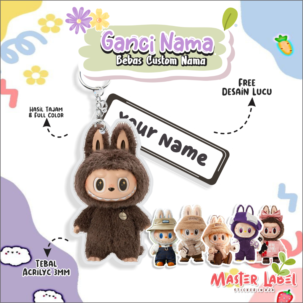 Jual Gantungan Kunci Akrilik Tema Labubu GANI NAMA Custom Ganci Custom ...