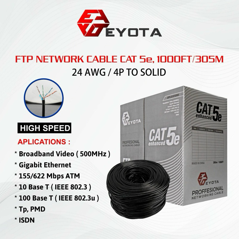 Jual EYOTA KABEL LAN FTP CAT 5e ( 1 rol : 305 meter ) | Shopee Indonesia