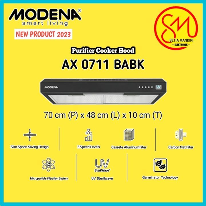 Jual MODENA Purifier Cooker Hood 70CM AX 0711 BABK | PX 0711 DBBK UV ...
