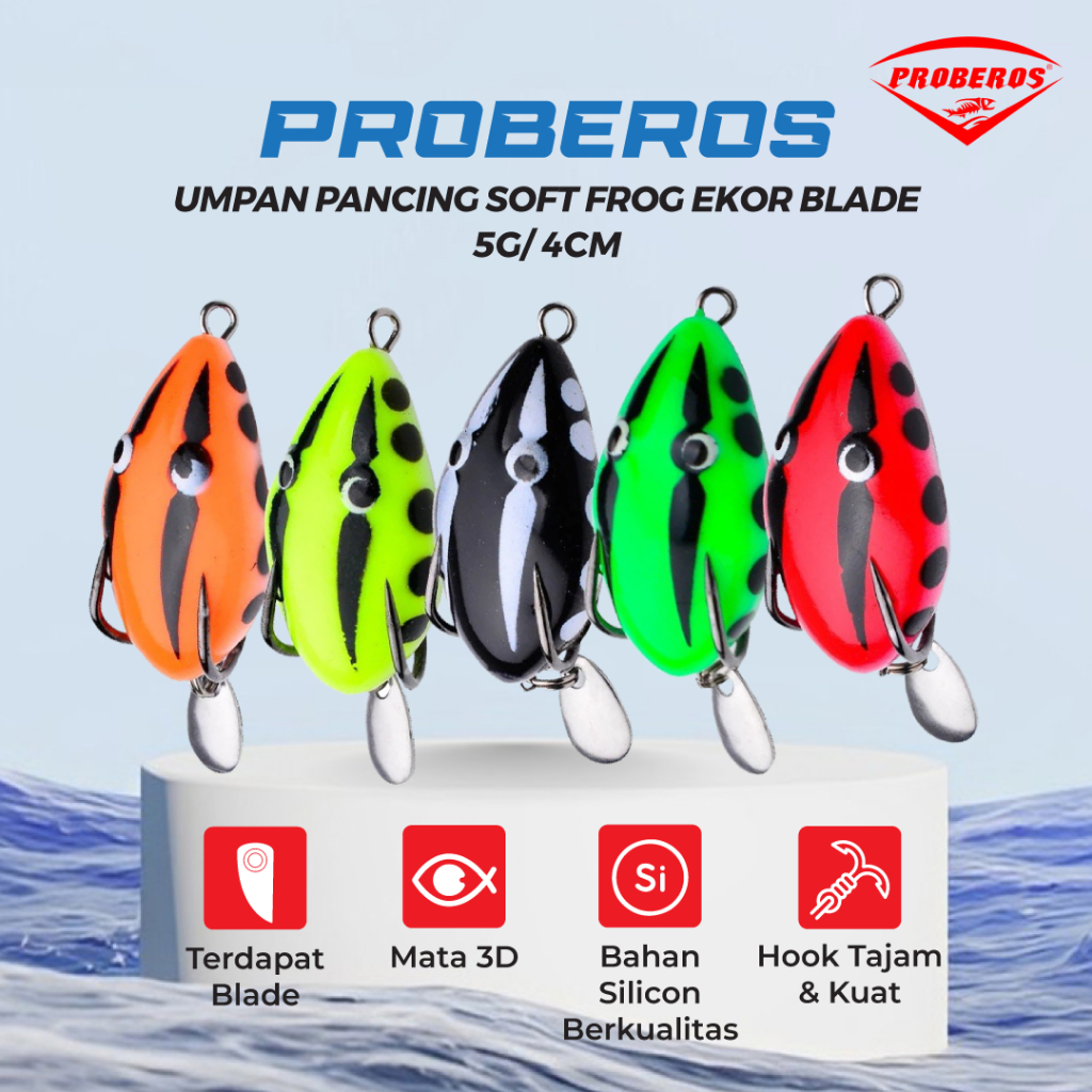 Jual PROBEROS Umpan pancing soft frog 5g/4cm umpan soft frog terdapat ...