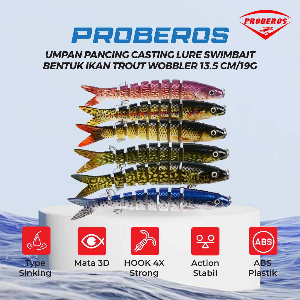 Jual PROBEROS HS014 Umpan Pancing Casting Lure Swimbait 13.5cm 19g ...