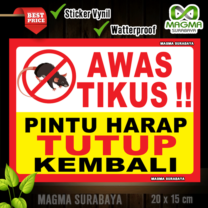Jual Stiker Awas Tikus Pintu harap Tutup kembali - Dapur- jagalah ...