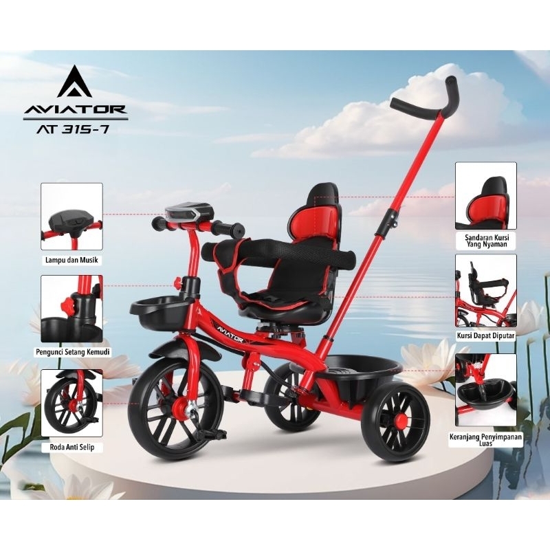 Jual Stroller Sepeda Anak Roda Tiga Aviator AT-315-7 ET 725 Tricycle ...