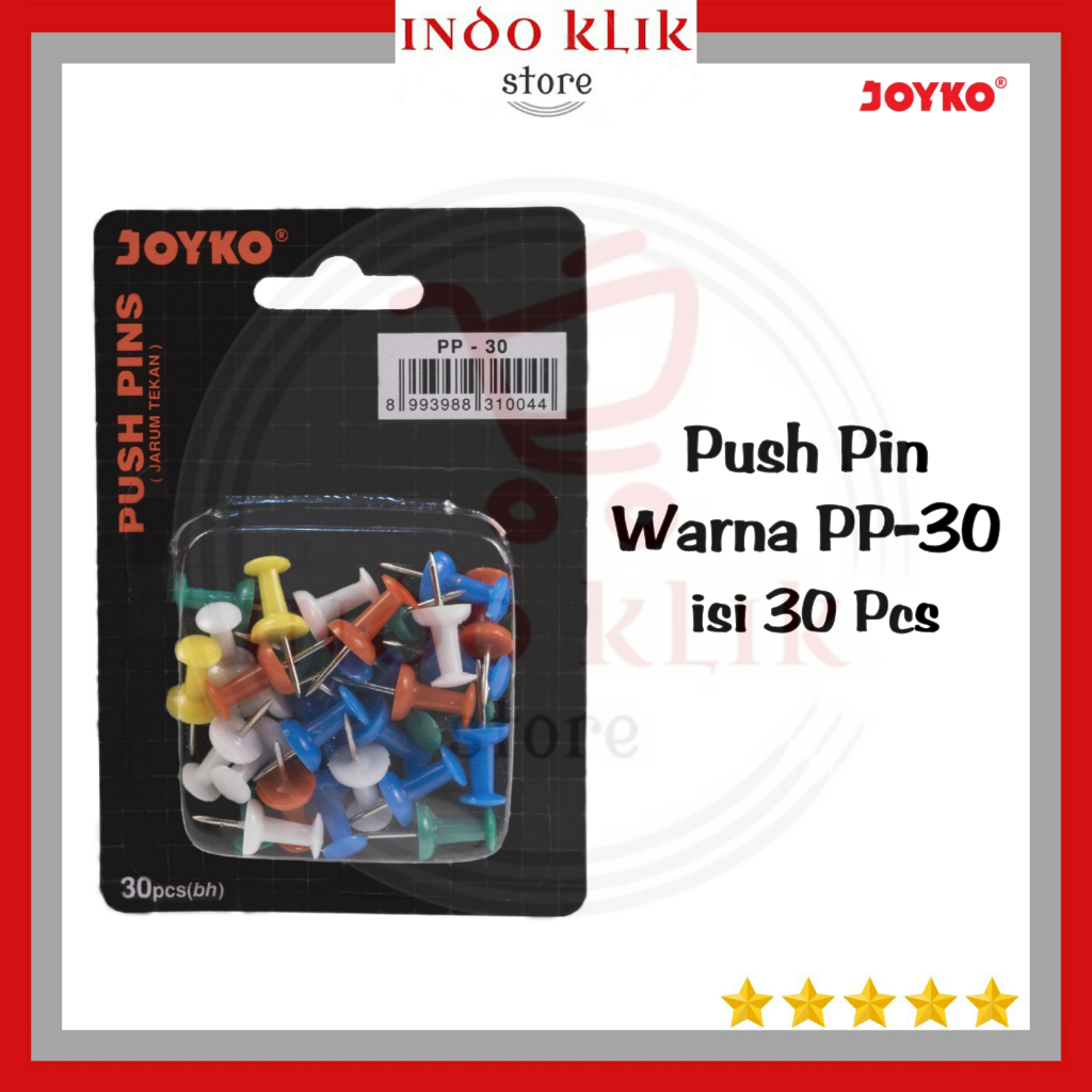 Jual Push Pins Warna Joyko PP-30 / Clip PP 30 TR Transparant / Dop ...