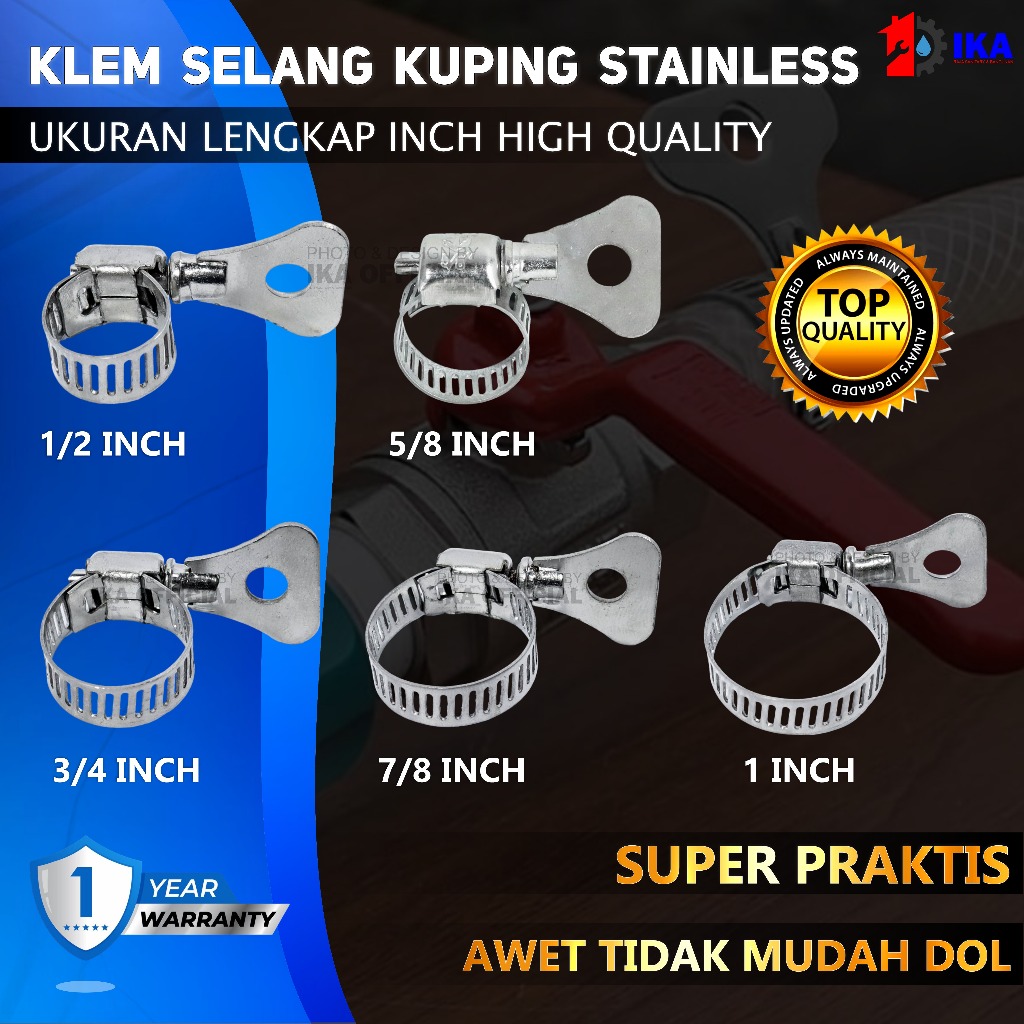 Jual Klem Selang KUPING PUTAR BESI / Pengunci Selang Kran Putar 1/2" 5/ ...