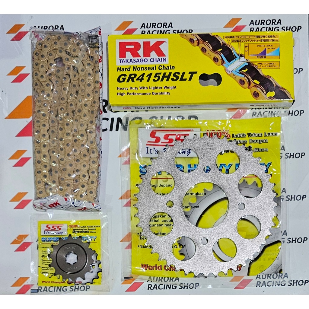 Jual GEAR SET SSS 415 SUZUKI GSX R 150 / GSX S 150 / BANDIT S 150 & RANTAI RK 415 HSLT GOLD ...