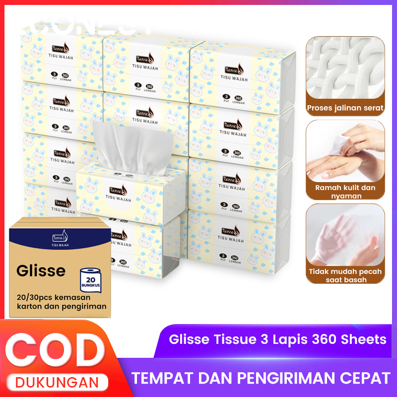 Jual 【Promosi Super Besar】Glisse Tisu Wajah 360 Lembar Tisu Wajah Halus ...