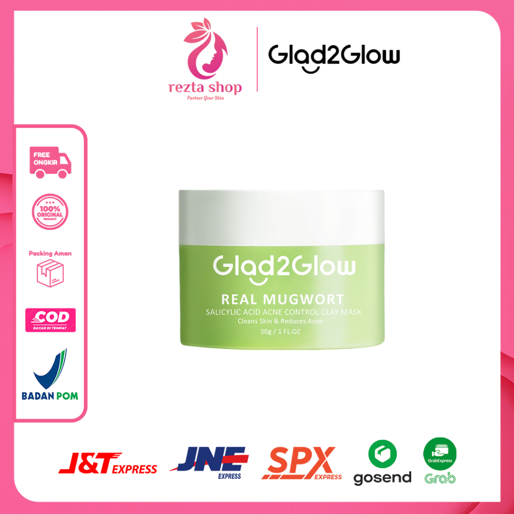 Jual GLAD2GLOW Real Mugwort Salicylic Acid Acne Control Clay Mask | Shopee Indonesia