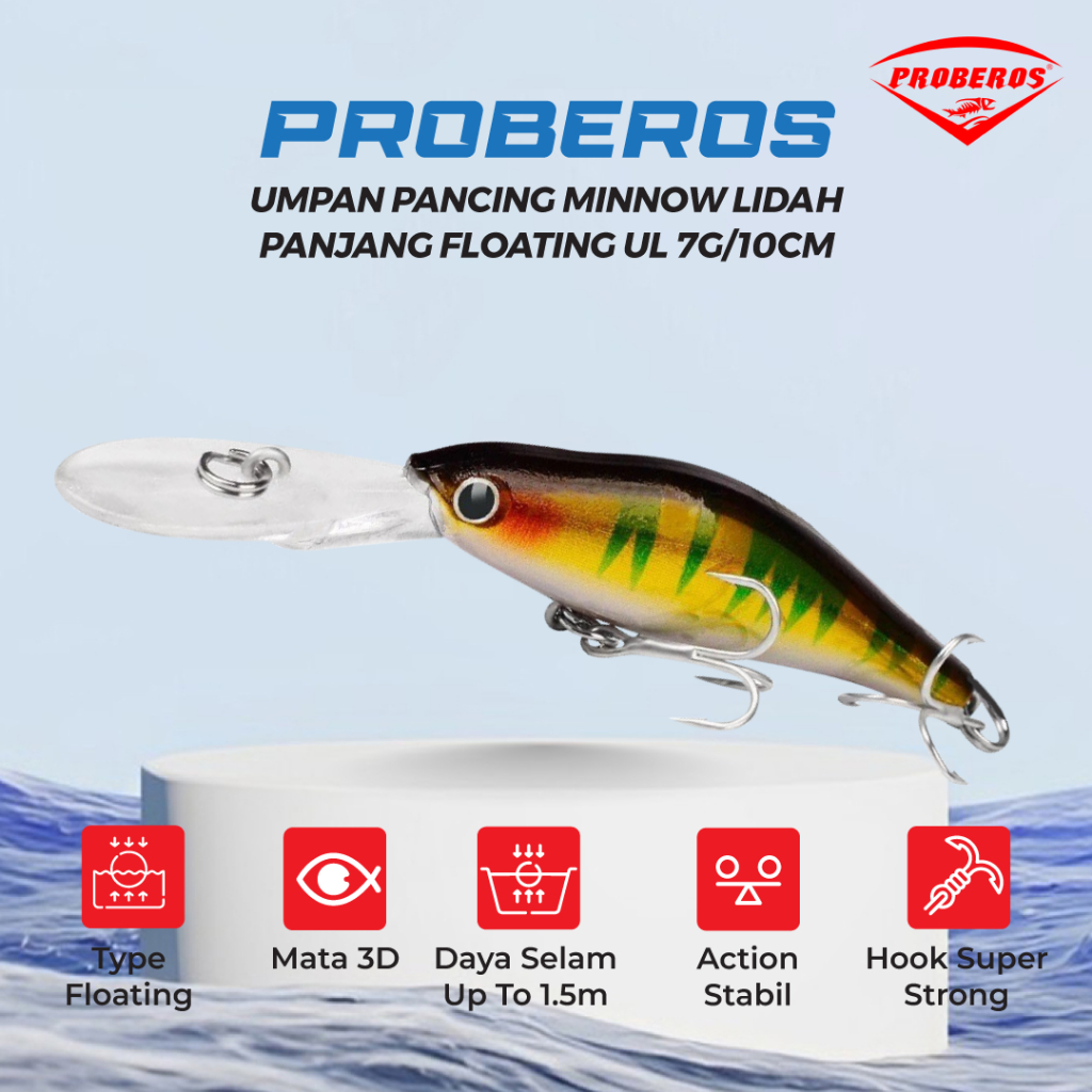 Jual PROBEROS umpan minnow lidah panjang 7G/10CM lure minnow FLOATING ...