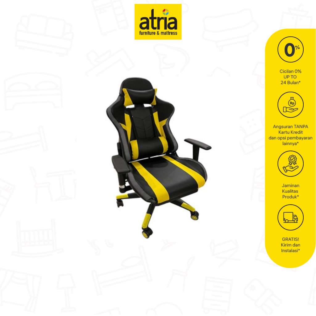 Jual Atria Razero Kursi Gaming Hitam Kuning | Shopee Indonesia
