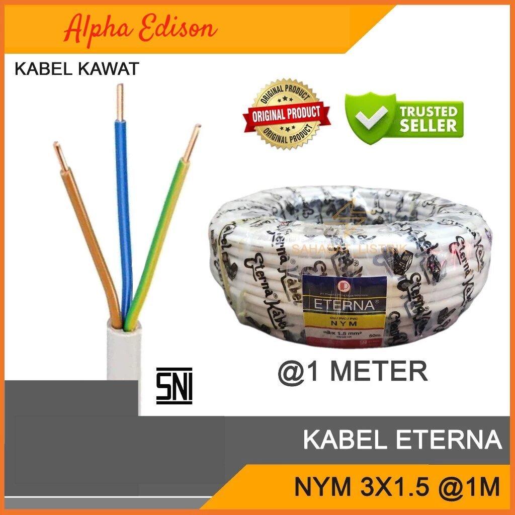Jual ETERNA 3x1,5 mm Kabel Listrik kabel Tembaga NYM kabel Kawat per Meter | Shopee Indonesia