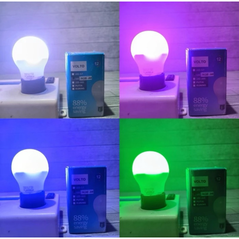 Jual VOLTO Lampu Led A Bulb 5W 5 Watt RGB Warna Warni Decorasi | Shopee ...