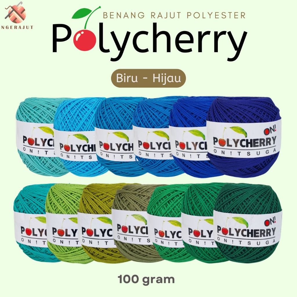 Jual Benang Rajut Polycherry Polyester 100 gram - Biru Hijau | Shopee ...