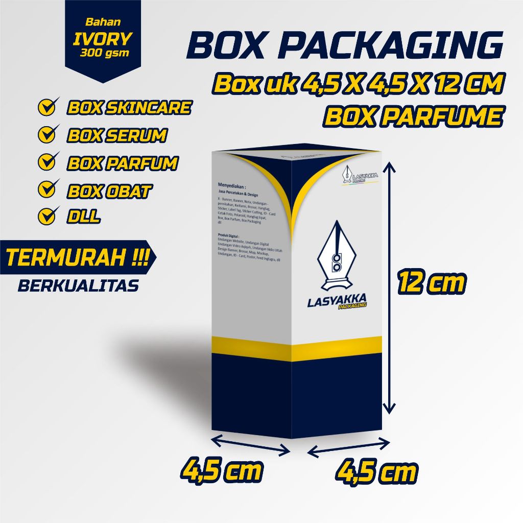 Jual box packaging custom ukuran 4,5 x 4,5 x 12 cm / box packaging ...