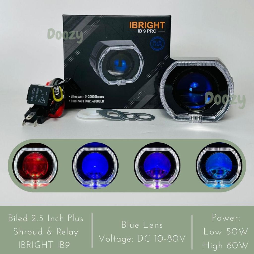 Jual IBRIGHT IB9 Biled 2.5 Inch Blue Lens Plus Shroud Dan Relay Body ...