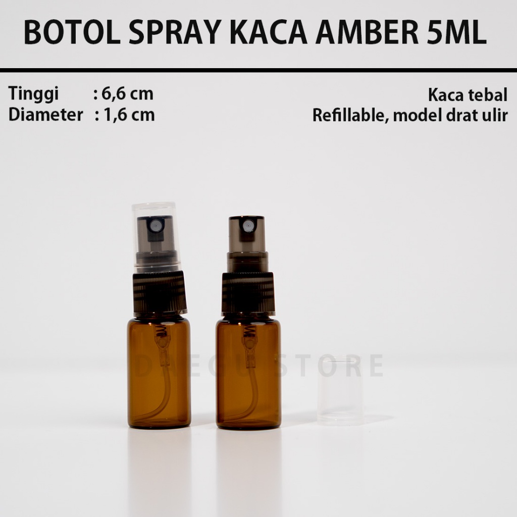 Jual Botol Spray 5ml Kaca Amber Coklat model Lebar - Parfum Refill Vial ...