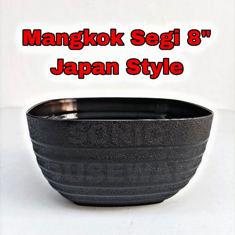 Jual Mangkok Segi Persegi Bulat 7 Inch 8 in inci Full Hitam Tebal Wadah ...