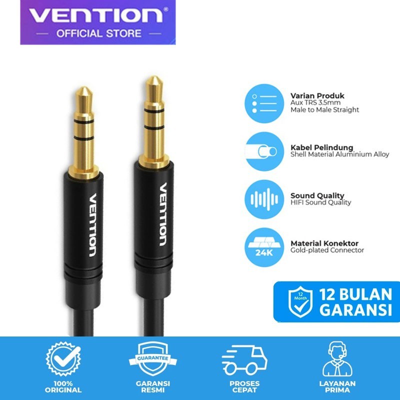 Jual Vention BAK Kabel Audio Aux 3.5mm Male to Male Gold Plated Connector | Shopee Indonesia