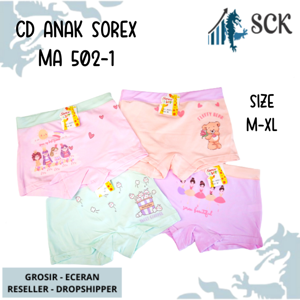 Jual [ISI 3] CD Anak Perempuan SOREX KIDS 502 model BOXER Polos Warna / Celana Dalam Anak ...