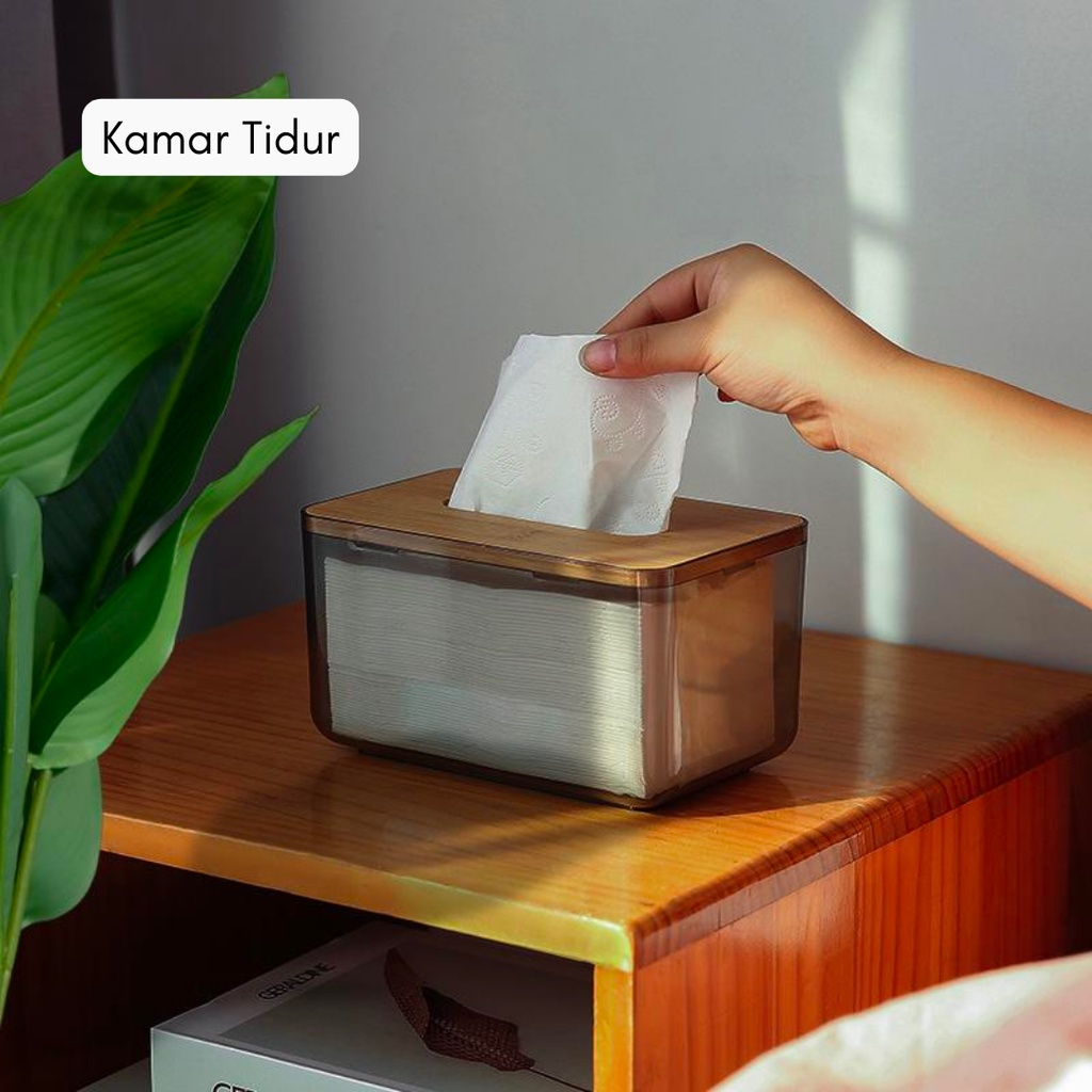 Jual SGM Kotak Tisu Kayu Box Tissu Wadah Tissue Transparant Bening ...