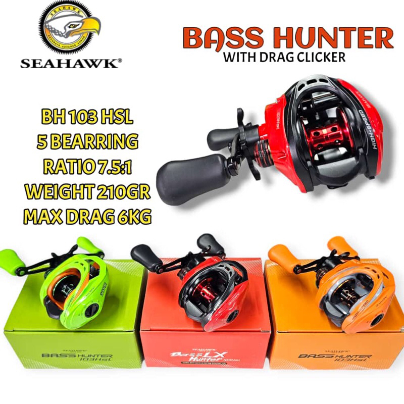 Jual Reel BC Seahawk Bass Hunter 103HSL ( Ada Clicker ) | Shopee Indonesia