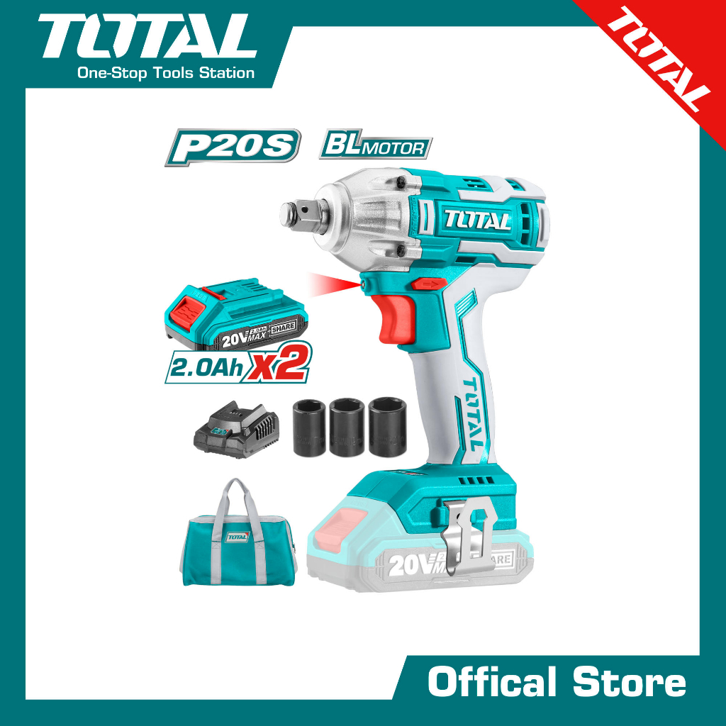 Jual Bor baut baterai cordless impact wrench TOTAL TIWLI2001 300NM ...