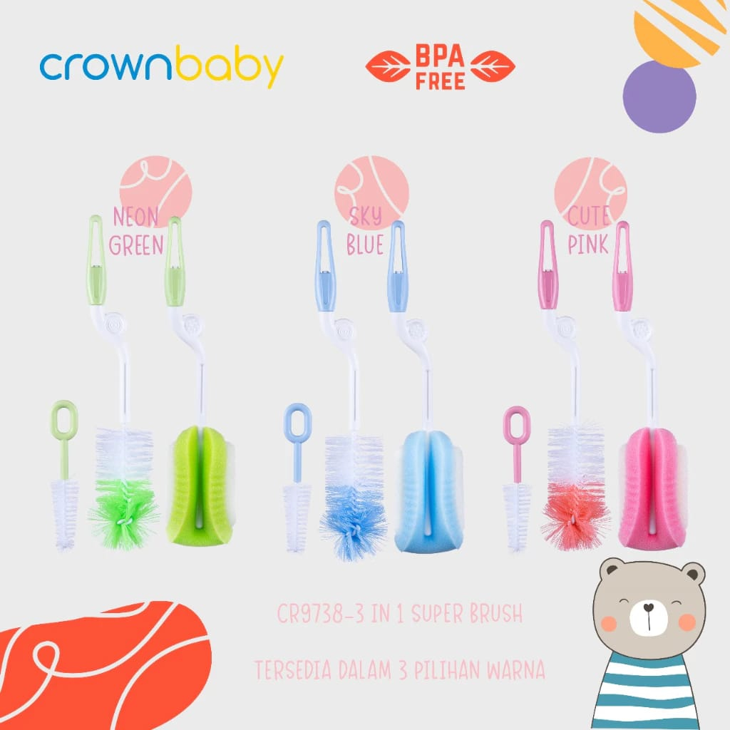 Jual CROWN Sikat Botol Susu Dot Bayi / Pembersih Botol Spon / Sikat ...