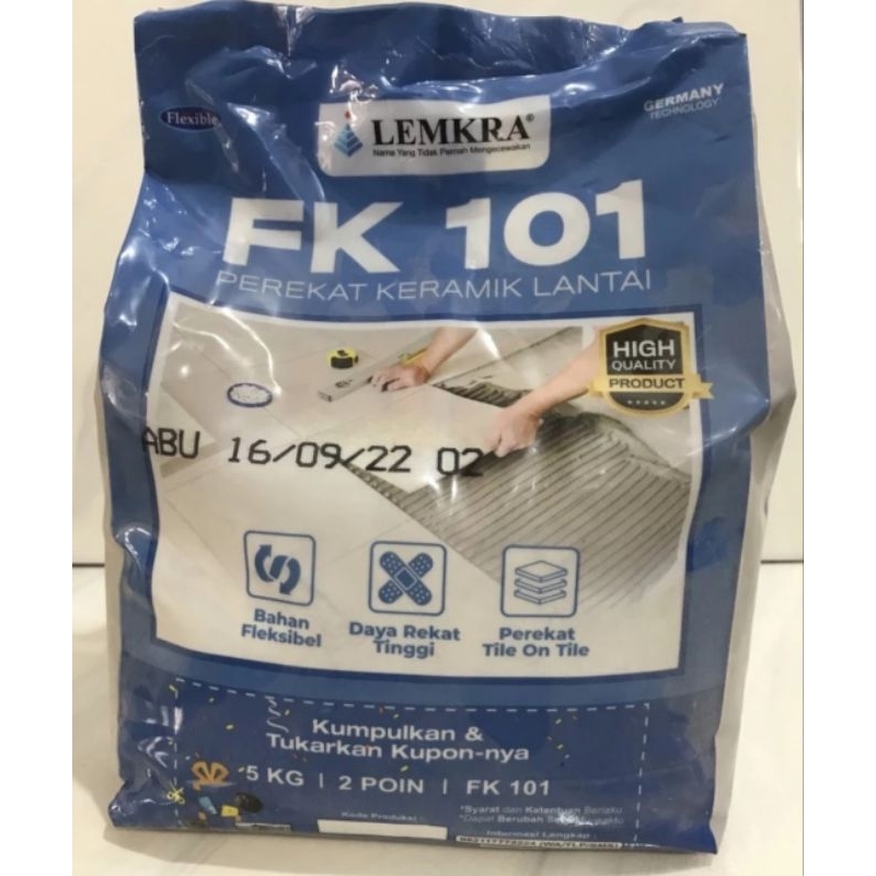 Jual Lemkra FK 101 semen perekat keramik diatas keramik kemasan 5kg Abu abu | Shopee Indonesia