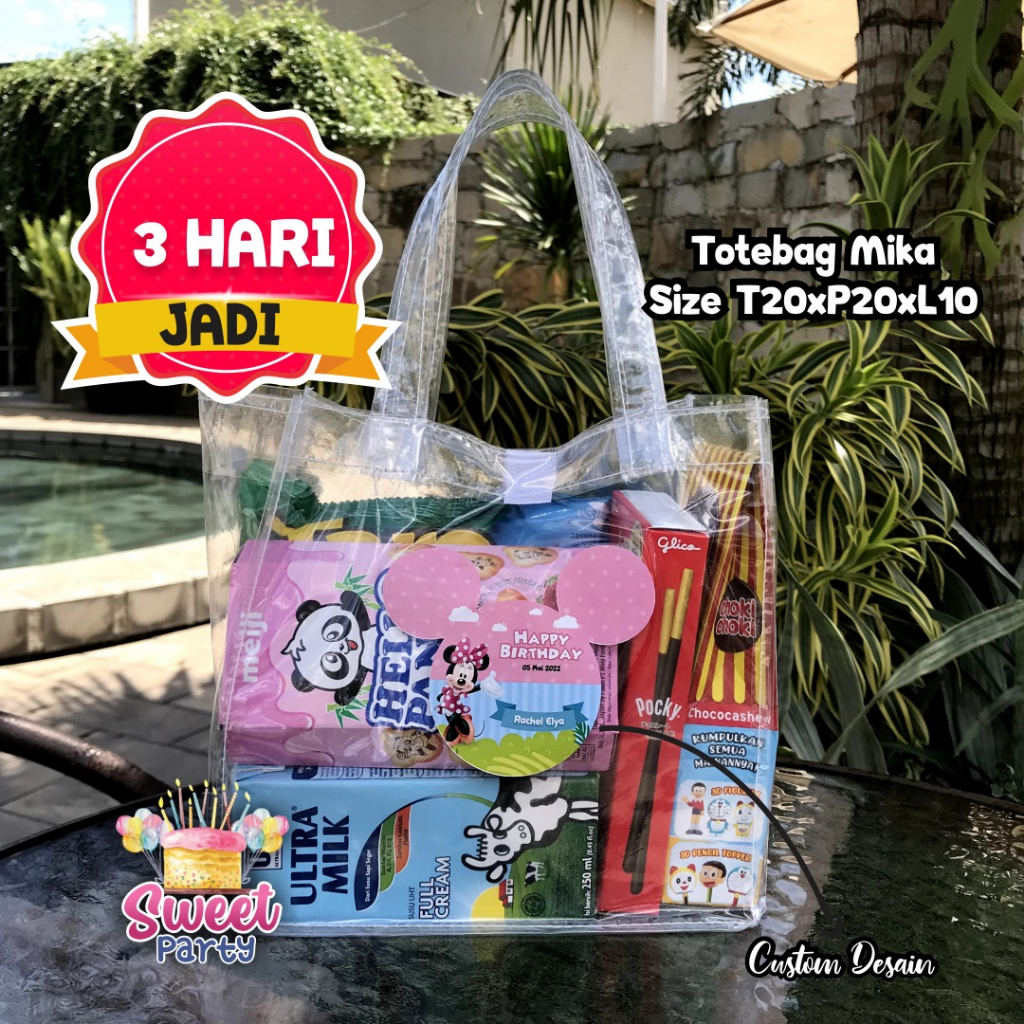 Jual 20x20x10 Tas Ultah Mika Transparan Souvenir Tas Ulang Tahun ...