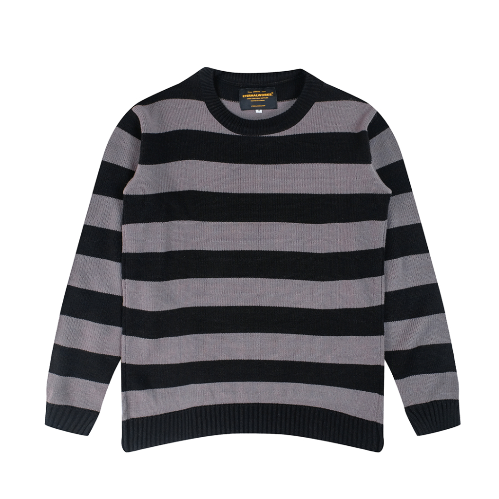 Jual KNITWEAR BLACK STRIPE GREY - SWEATER RAJUT - BAHAN RAJUT | Shopee ...