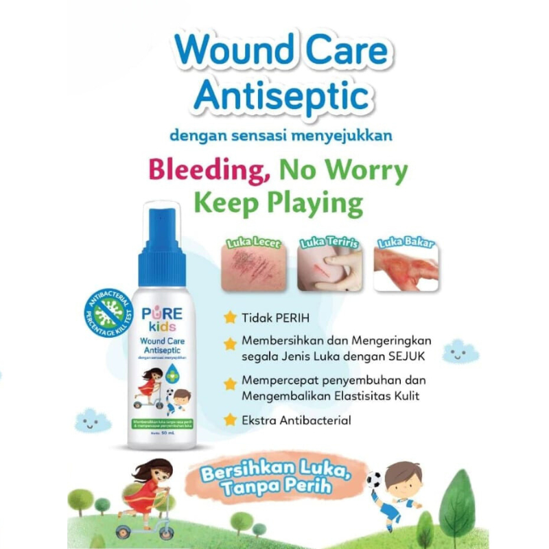 Jual Pure Kids Wound Care Antiseptic Antibacterial 50 ml P3K ...