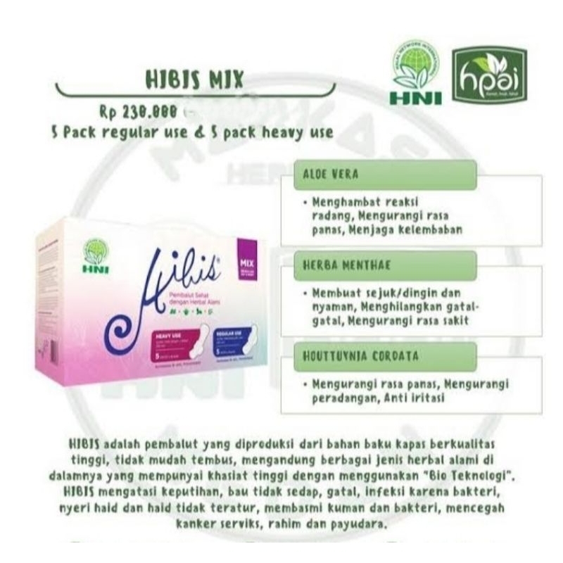 Jual Pembalut Hibis Mix Box (5 pack Day & 5 pack Night = 40 pads) | Shopee Indonesia