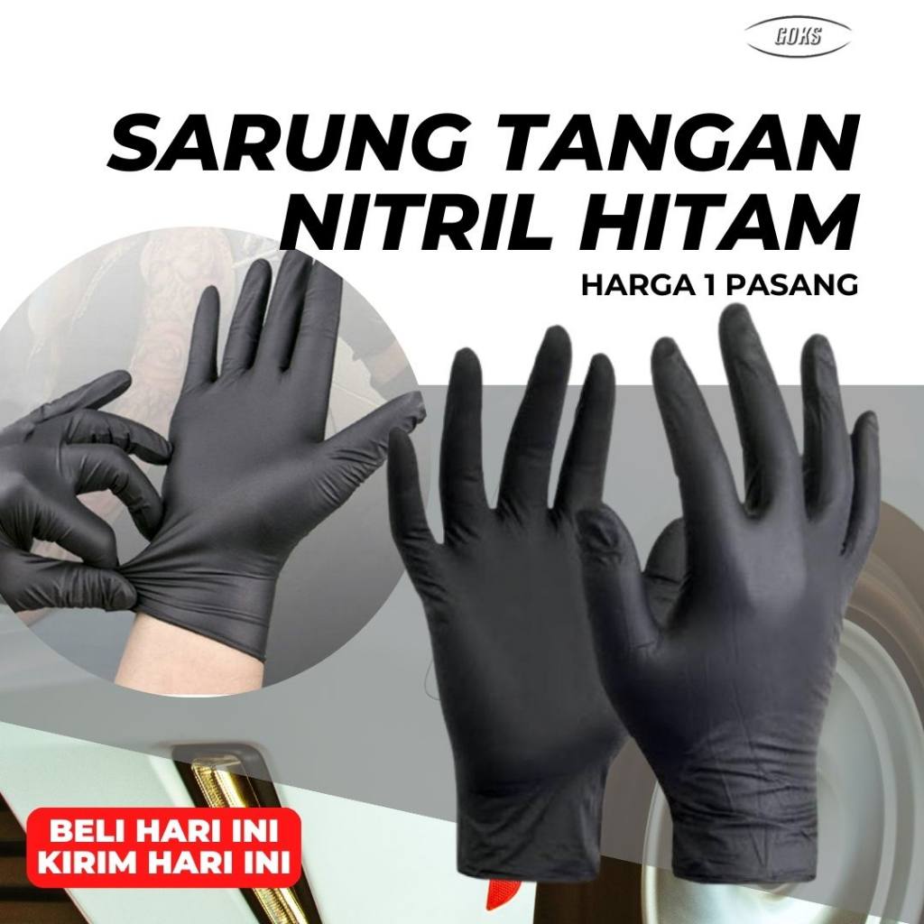 Jual SARUNG TANGAN NITRIL AMAN KARET HITAM LATEX HANDGLOVE HAND GLOVE ...