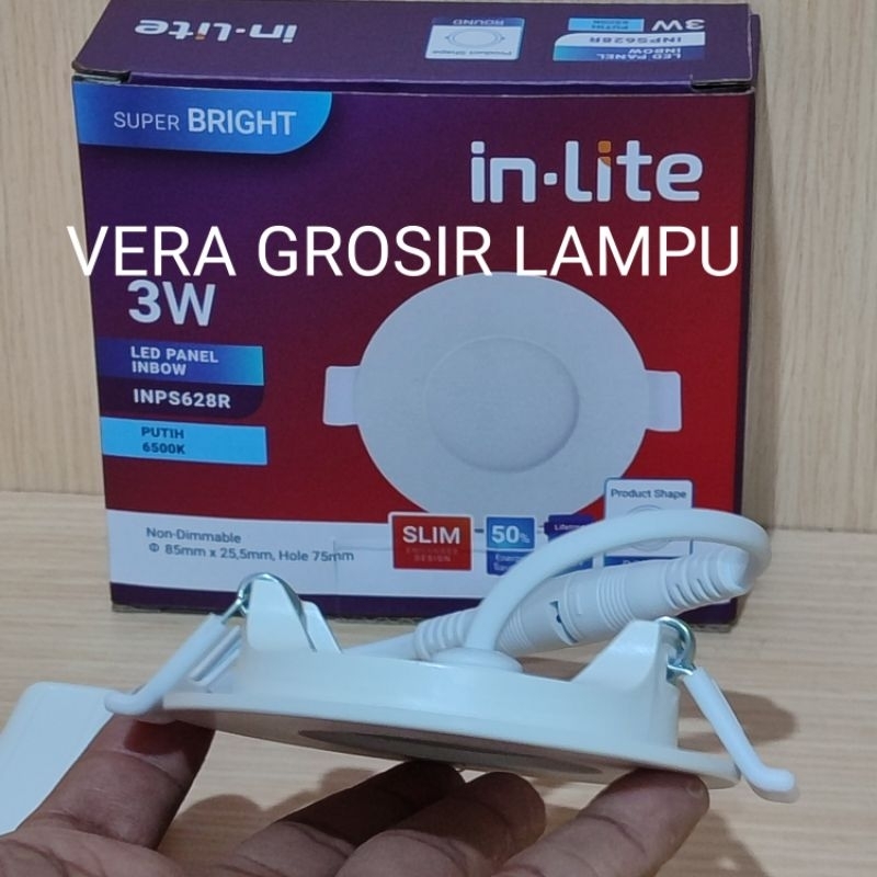 Jual Lampu panel Inlite 3W cahaya putih 6500K / Lampu downlight led ...