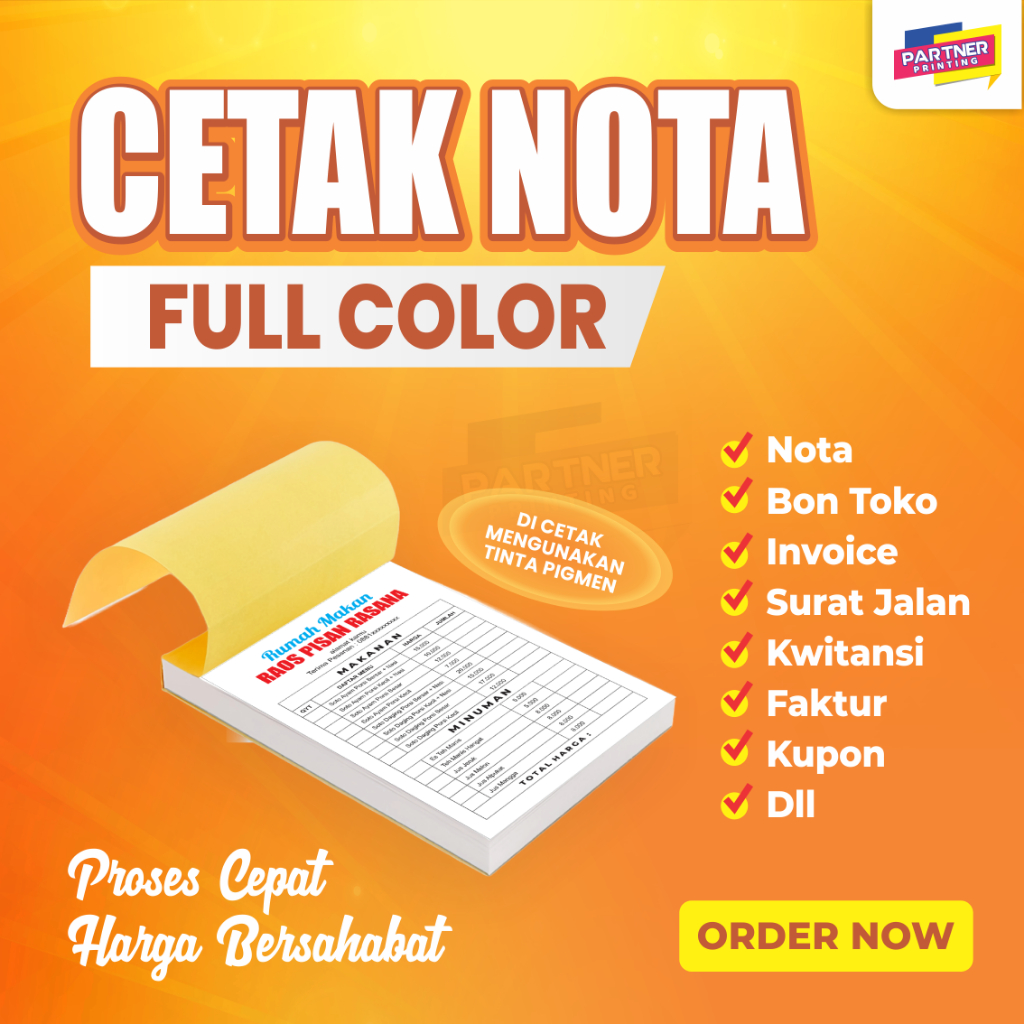 Jual Cetak Nota Bon Faktur Surat Jalan Kwitansi Full Color | Shopee ...