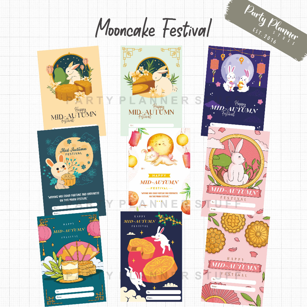 Jual Kartu ucapan kue bulan / kartu ucapan hampers mooncake festival ...