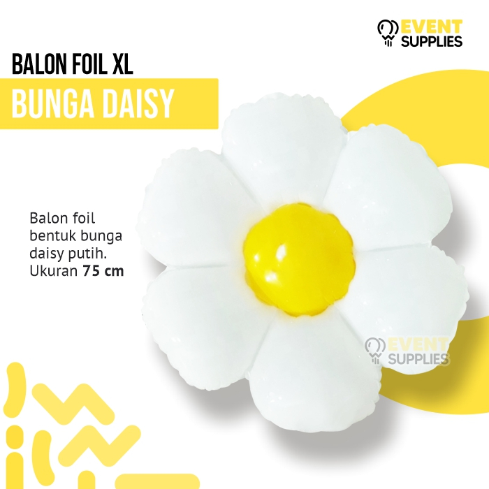 Jual Balon Foil Bunga Daisy Putih Kelopak Bunga Mekar Emoji Smile ...