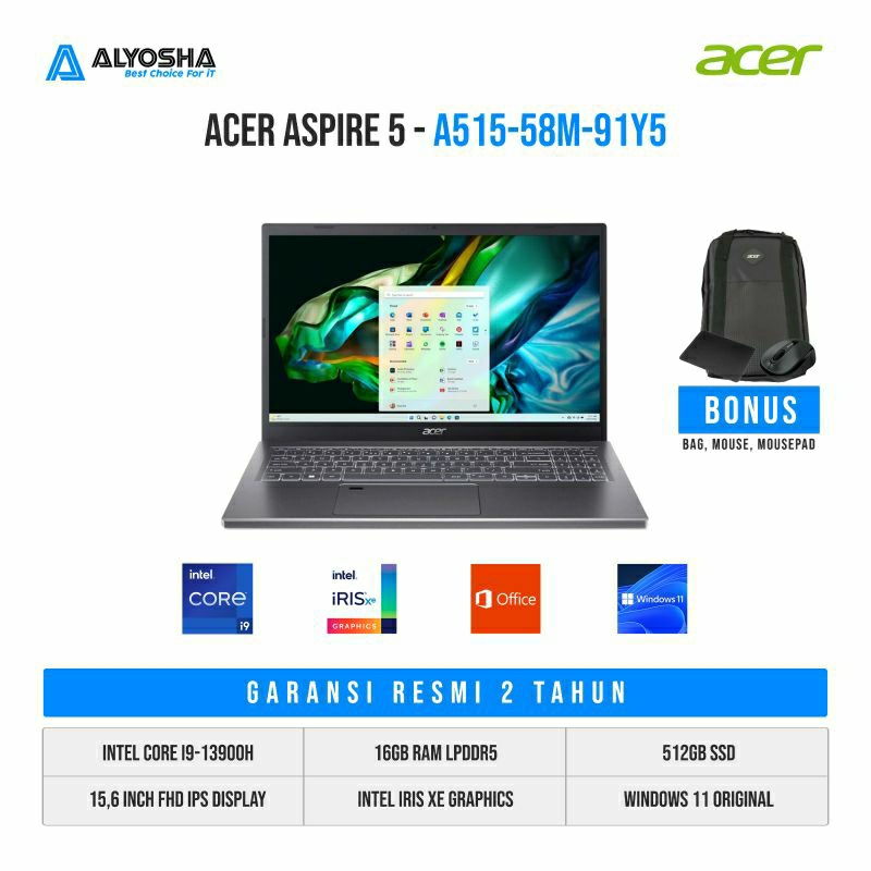 Jual Acer Aspire 5 A515-58M-91Y5 - Slate Grey | Core i9 13900H | 16GB | 512GB | WIN11 | Shopee ...