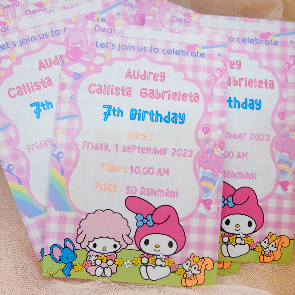 Jual My Melody Kartu Undangan Ulang Tahun / Birthday Party Invitation ...